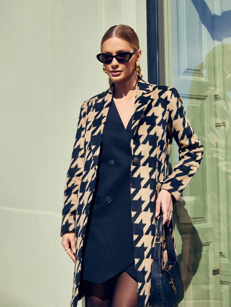 Pied Poule Trench Coat – MissChicFashion